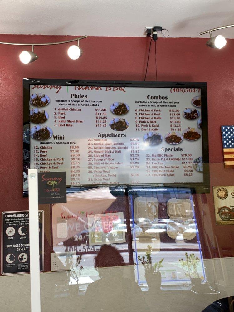 Menu at Sunny Island BBQ, San Jose