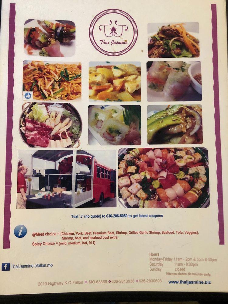 Menu at Thai Jasmine Restaurant, O'Fallon, State Hwy K
