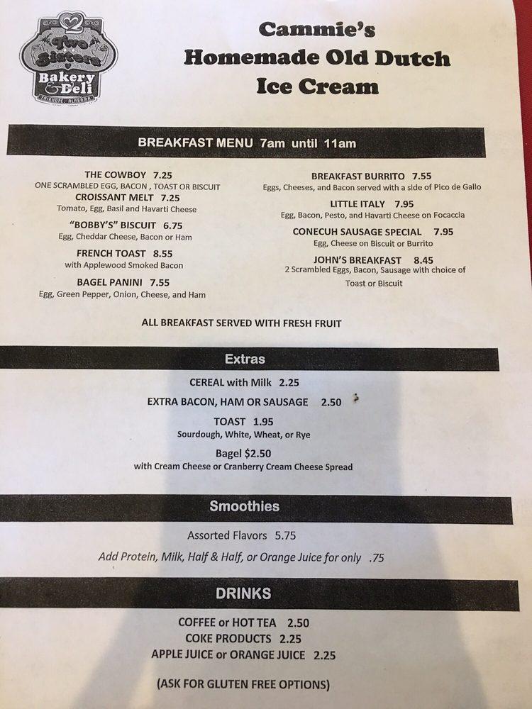 Menu at Two Sisters Bakery & Deli, Fairhope