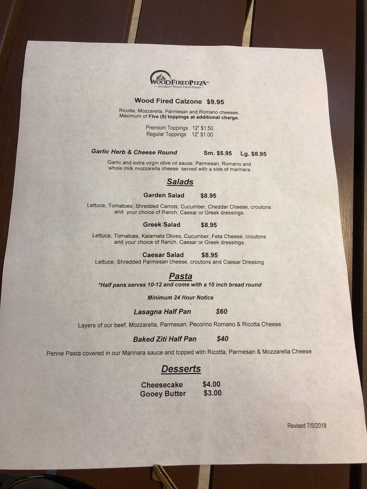 Menu at Wood Fired Pizza Co pizzeria, Cypress, Spring Cypress Rd e