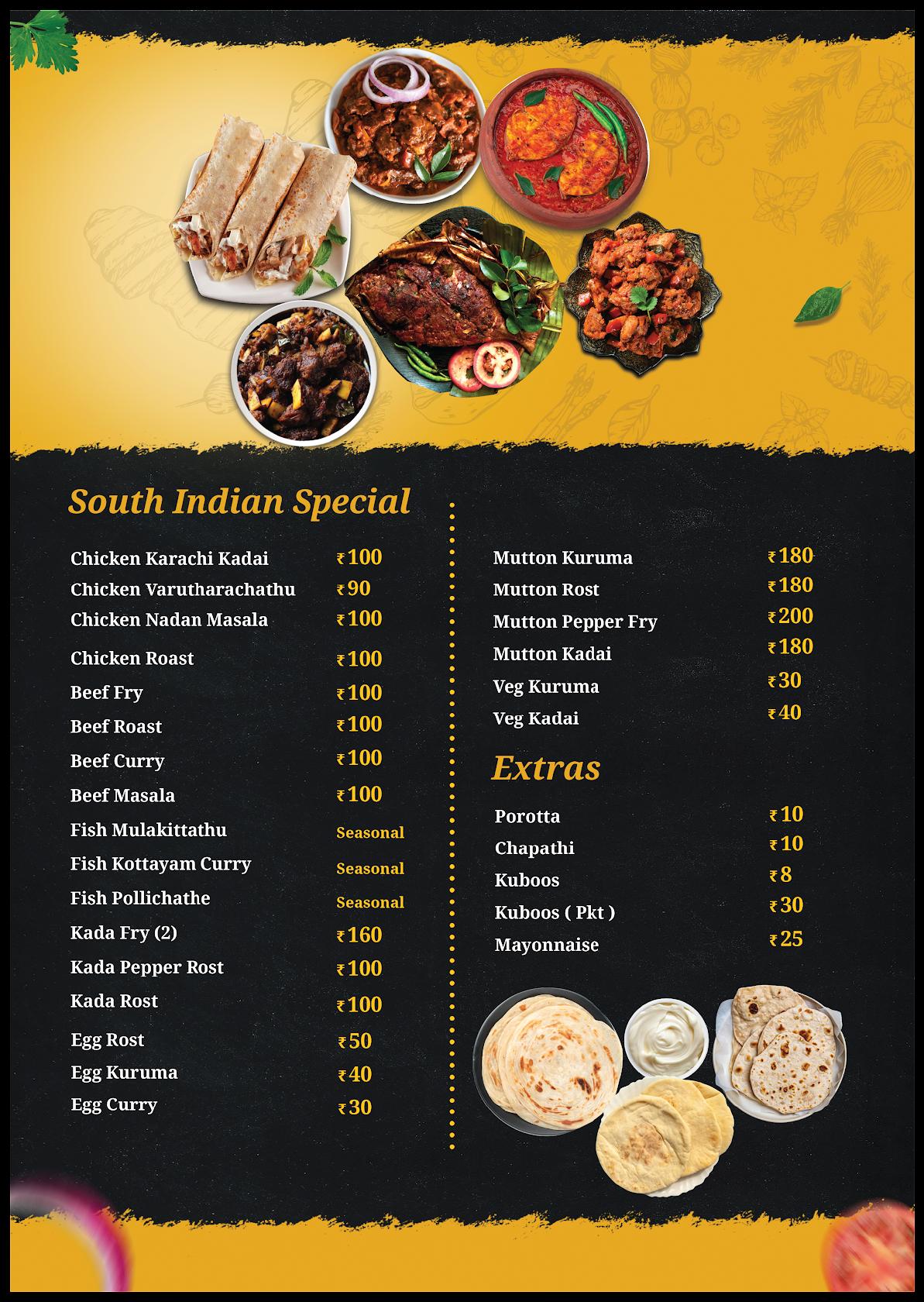 Menu at Chickys Restaurant, Nileshwar