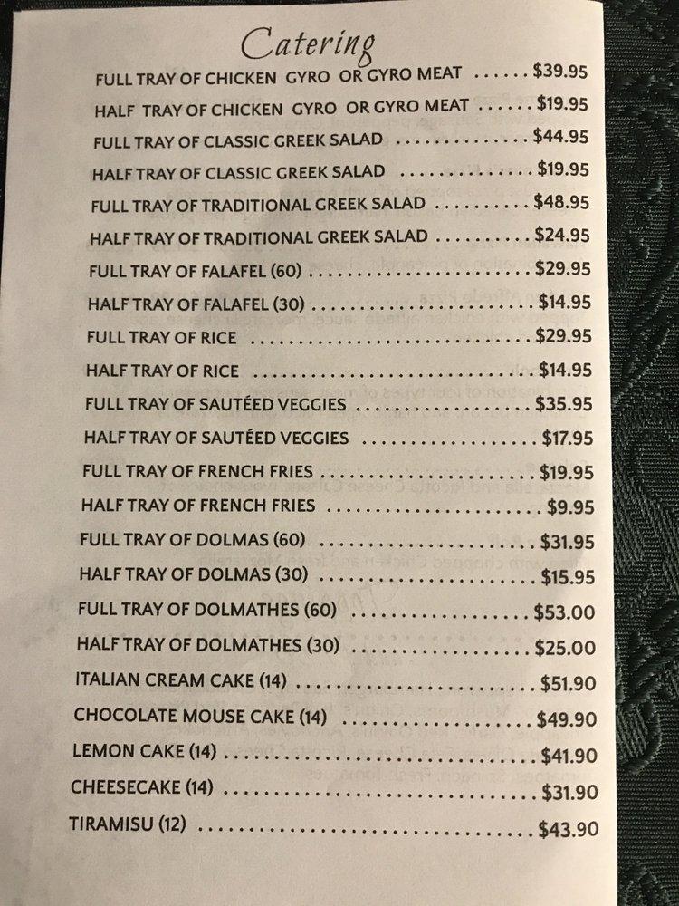 Menu at Elsa's Greek Grill restaurant, Beaumont