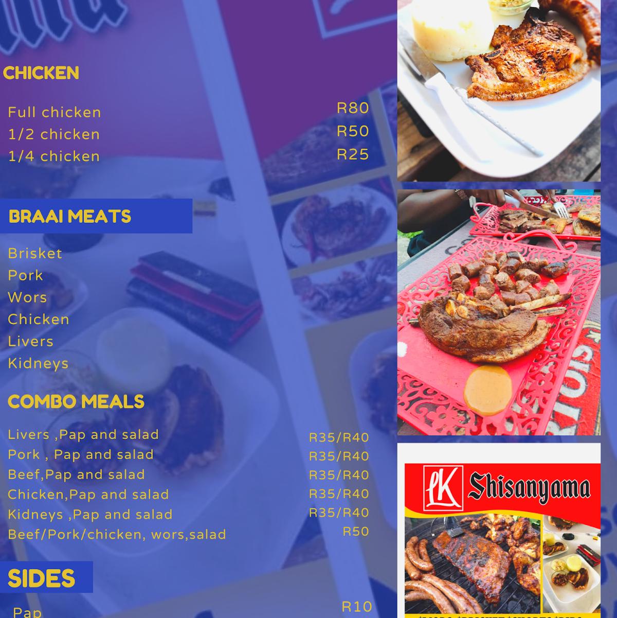 Speisekarte von L.K Shisanyama restaurant, Verulam