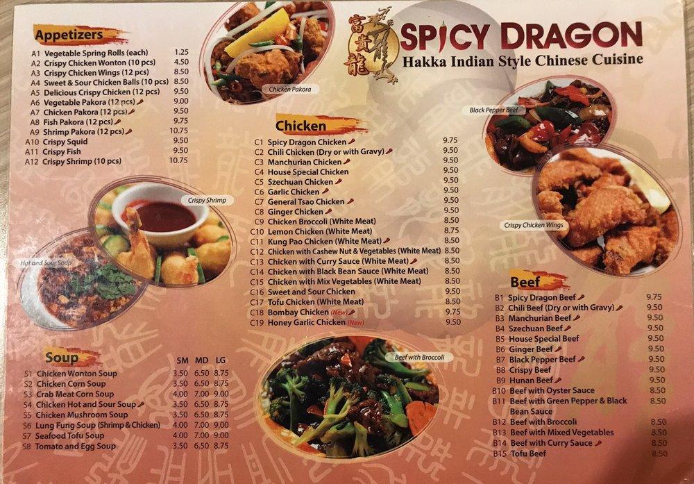 Menu at Spicy Dragon restaurant, Pickering, Kingston Rd