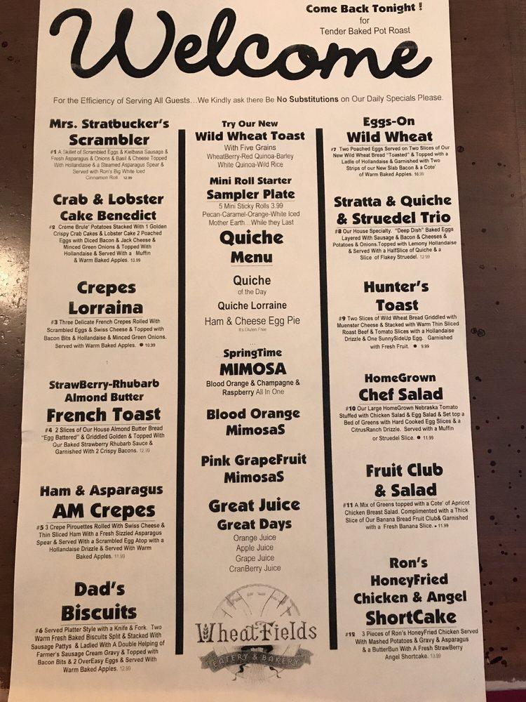 Menu at WheatFields Eatery & Bakery, Omaha, S 103rd St