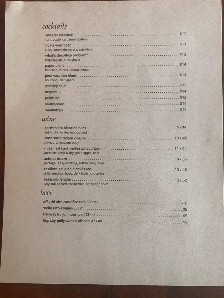 Menu at 11th Mile pub & bar, Fredericton