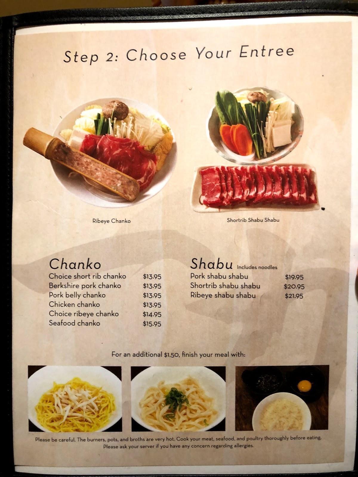 Menu at Ichiriki Japanese Nabe Restaurant, Honolulu, 510 Piikoi St