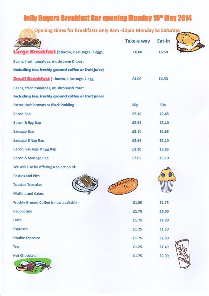 Menu at Jolly Rogers Fish bar, Buckfastleigh