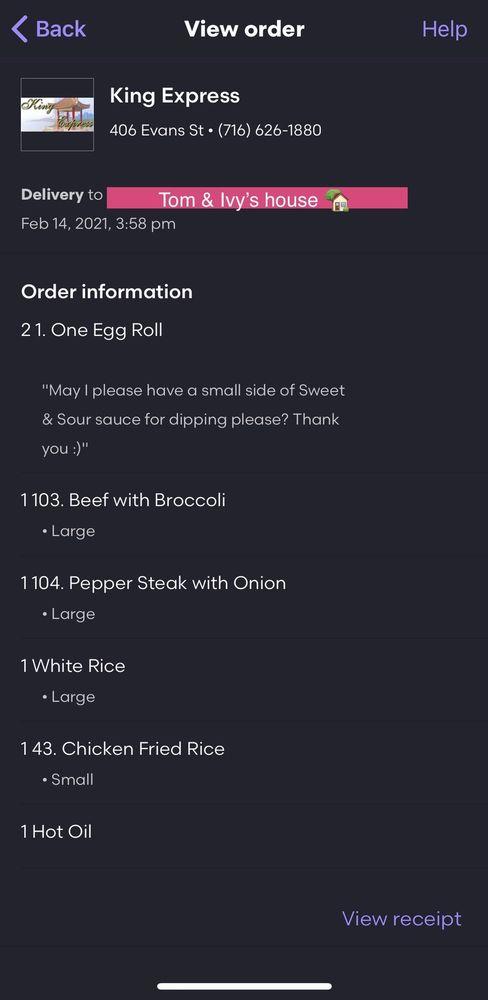 Menu at King Express Chinese Restaurant, Williamsville