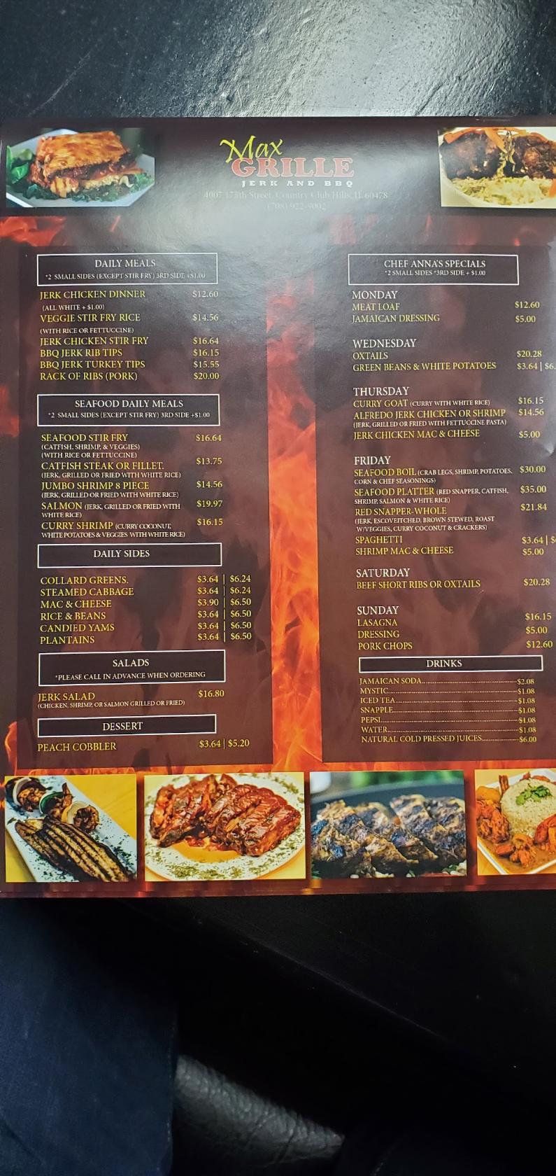 Menu at Max Grille Jerk and BBQ, Country Club Hills