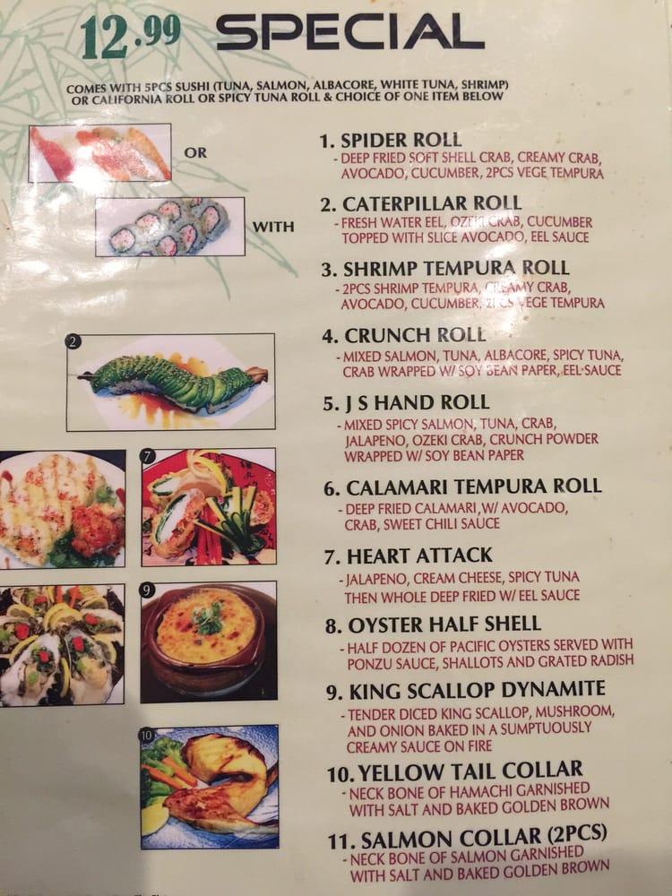 Menu at Rumble Fish Sushi restaurant, Montclair, Moreno St