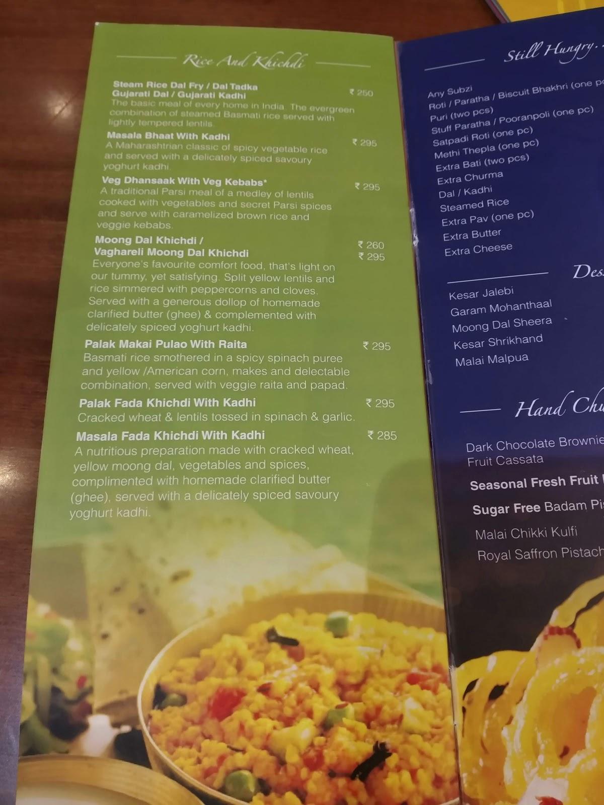 Menu at Soam, Mumbai