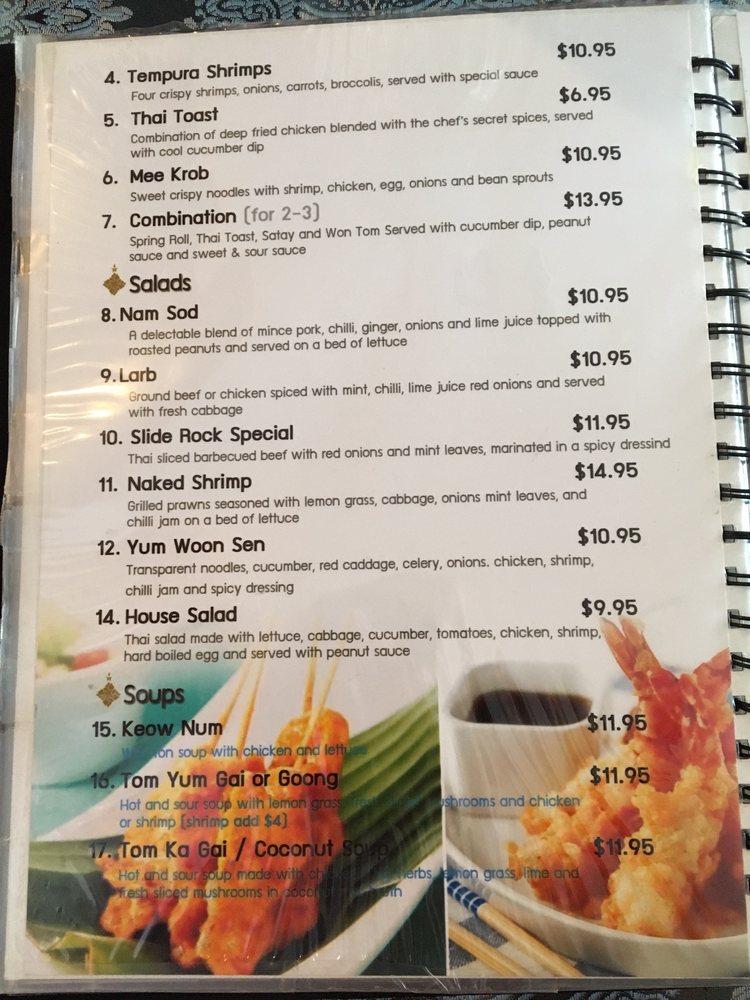 Menu at Tara Thai Restaurant, Sedona