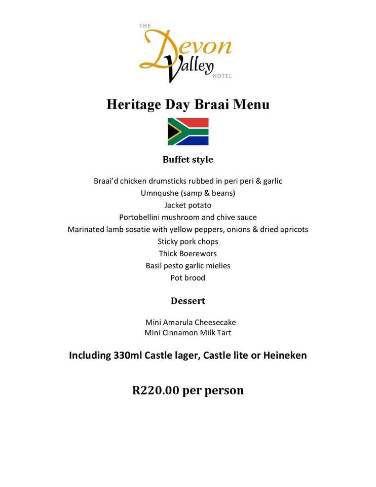 Menu at Devon Valley Hotel - Stellenbosch restaurant, Stellenbosch