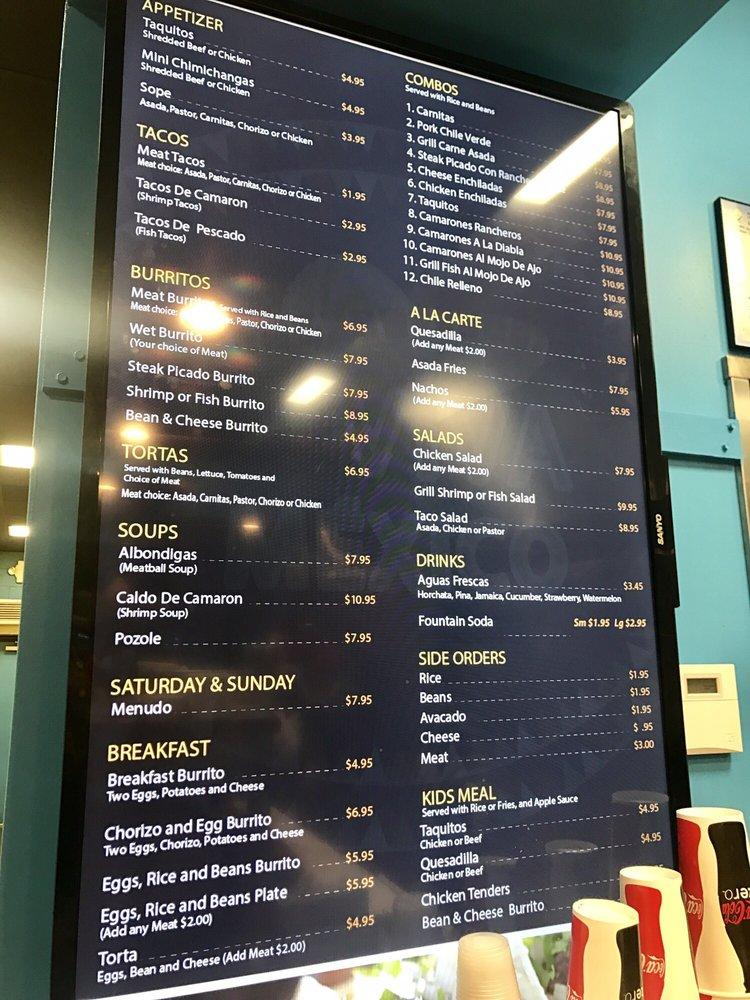 Menu at Don Roman Mexican Restaurant, San Bernardino