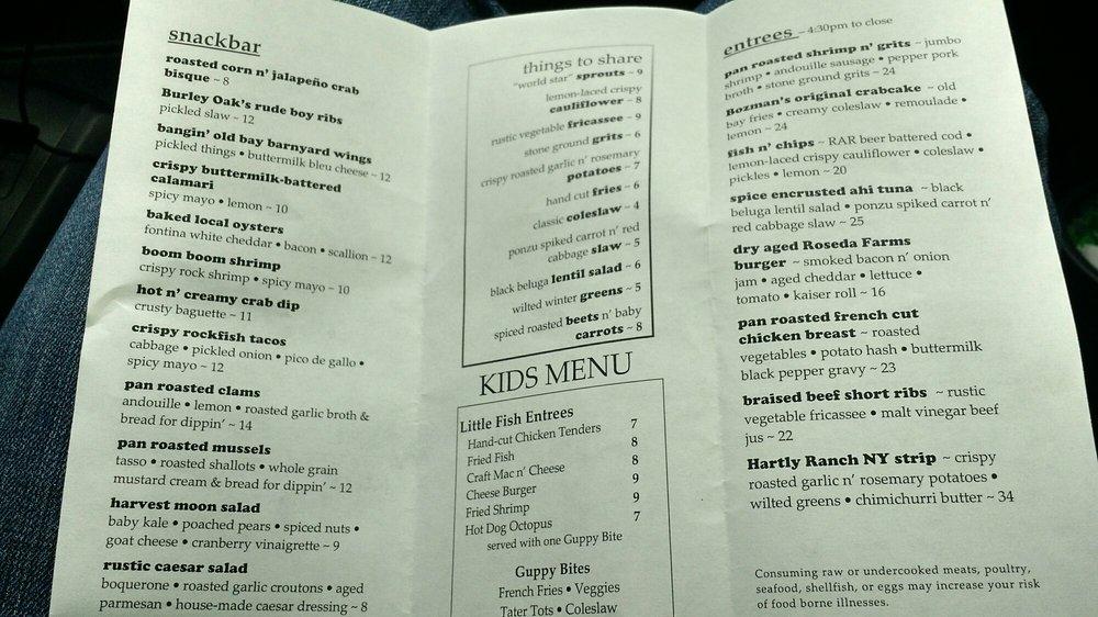 Menu at Hooked restaurant, Ocean City