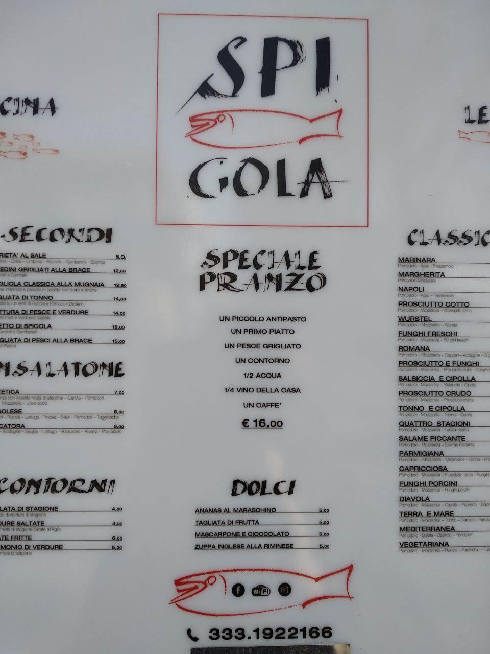Menu da Ristorante Spigola, Rimini