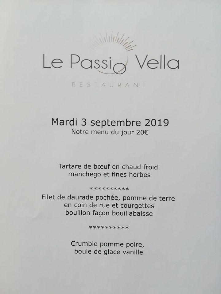 Menu at Le Passio Vella restaurant, Perpignan, Chemin de la Passio Vella
