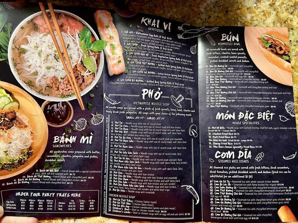 Menu at Pho Ben restaurant, Houston, 935 N Shepherd Dr