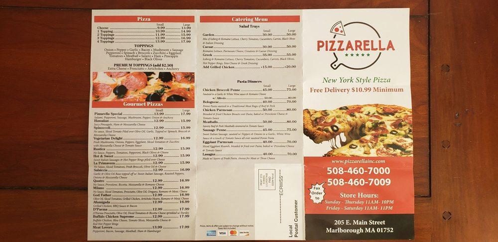 Menu at Pizzarella, Inc. pizzeria, Marlborough