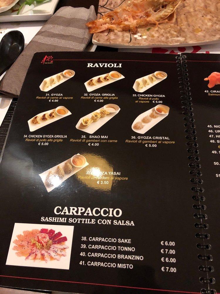 Menu at Tao Sushi restaurant, La Spezia
