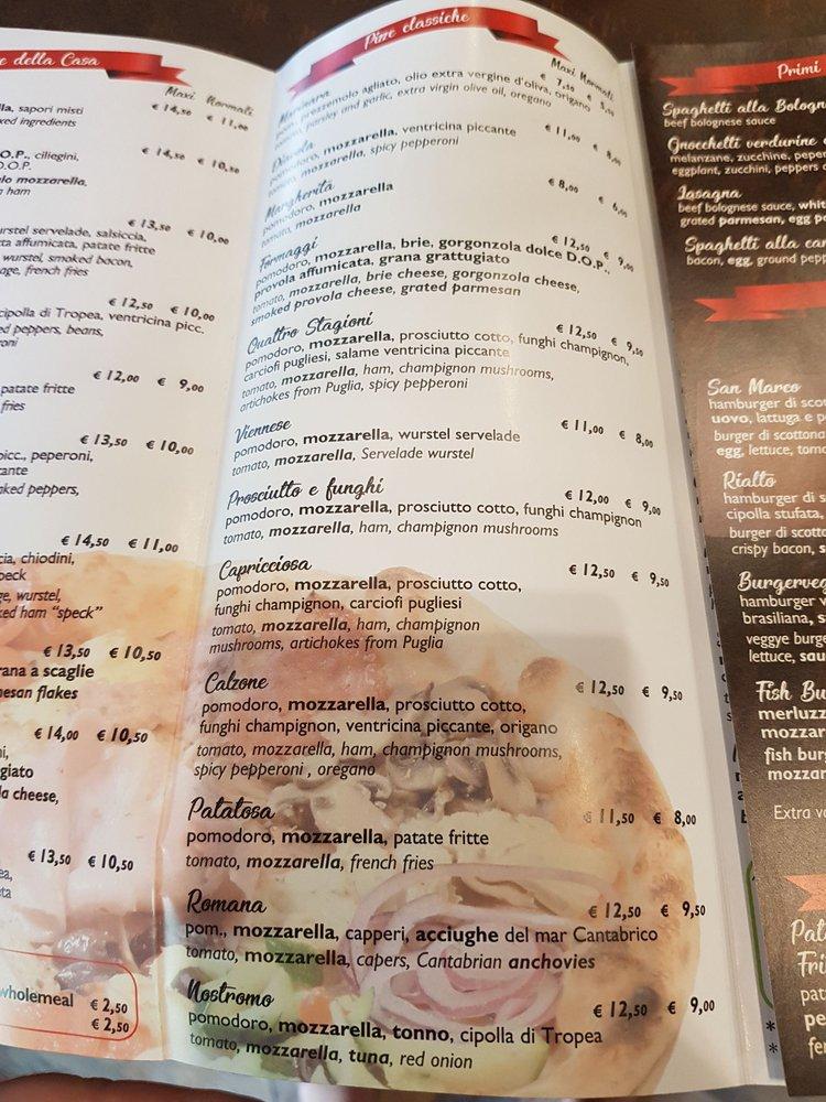 Menu at Pizzeria Da Michele, Venice, Via S. Donà