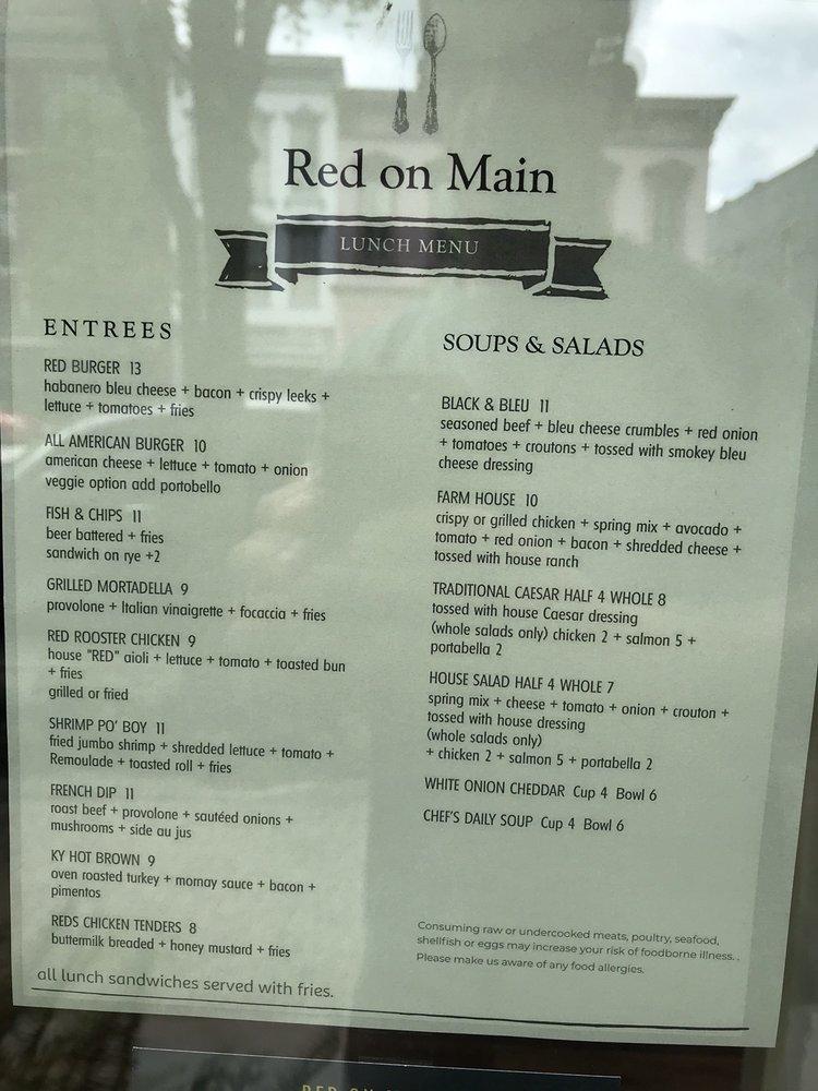 Menu at RED ON MAIN pub & bar, Madison