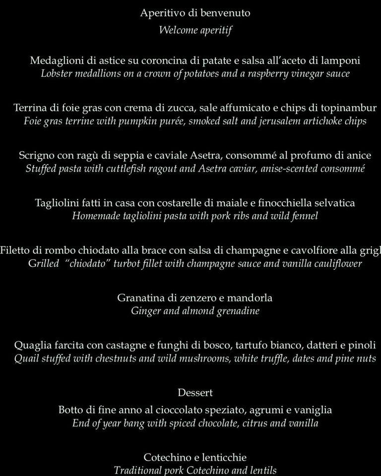 Menu at Aroma restaurant, Rome, Via Labicana