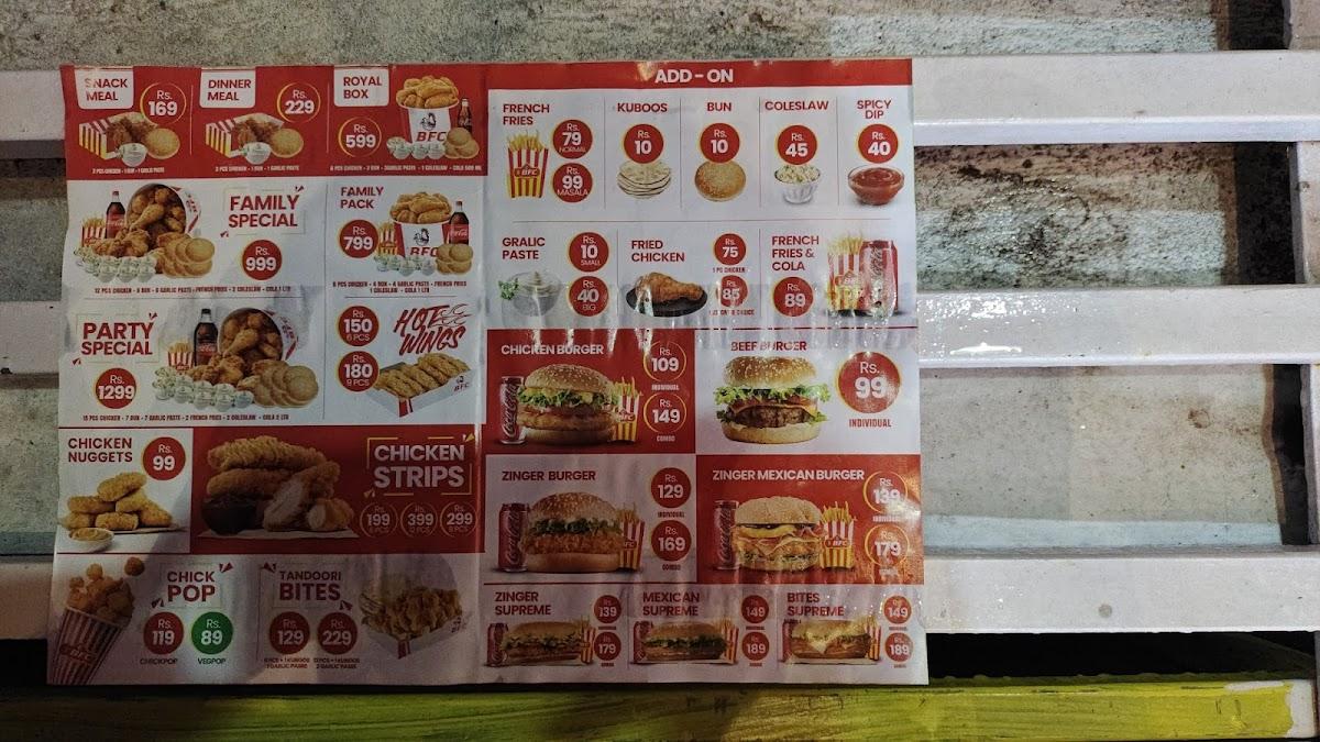 Menu at BFC (BEST FRIED CHICKEN), Kuthuparamba