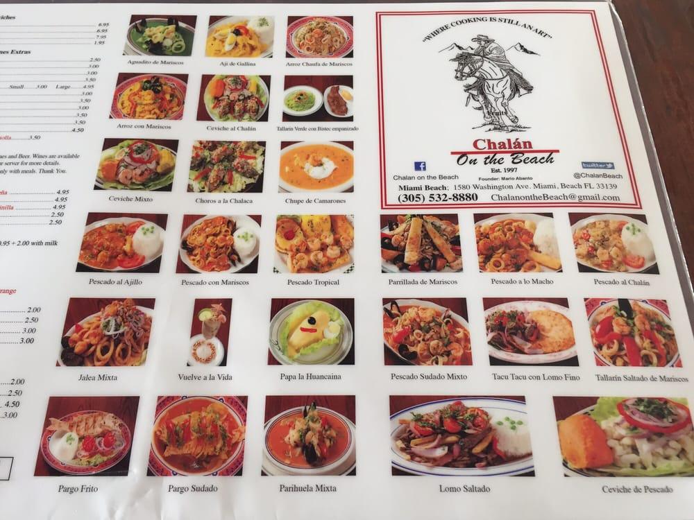 Menu at Chalan on the Beach restaurant, Miami Beach