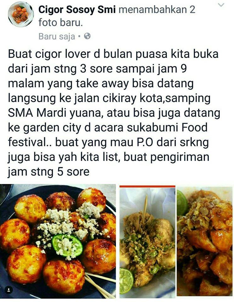 Menu at Cigor Sosoy Sukabumi restaurant, Sukabumi