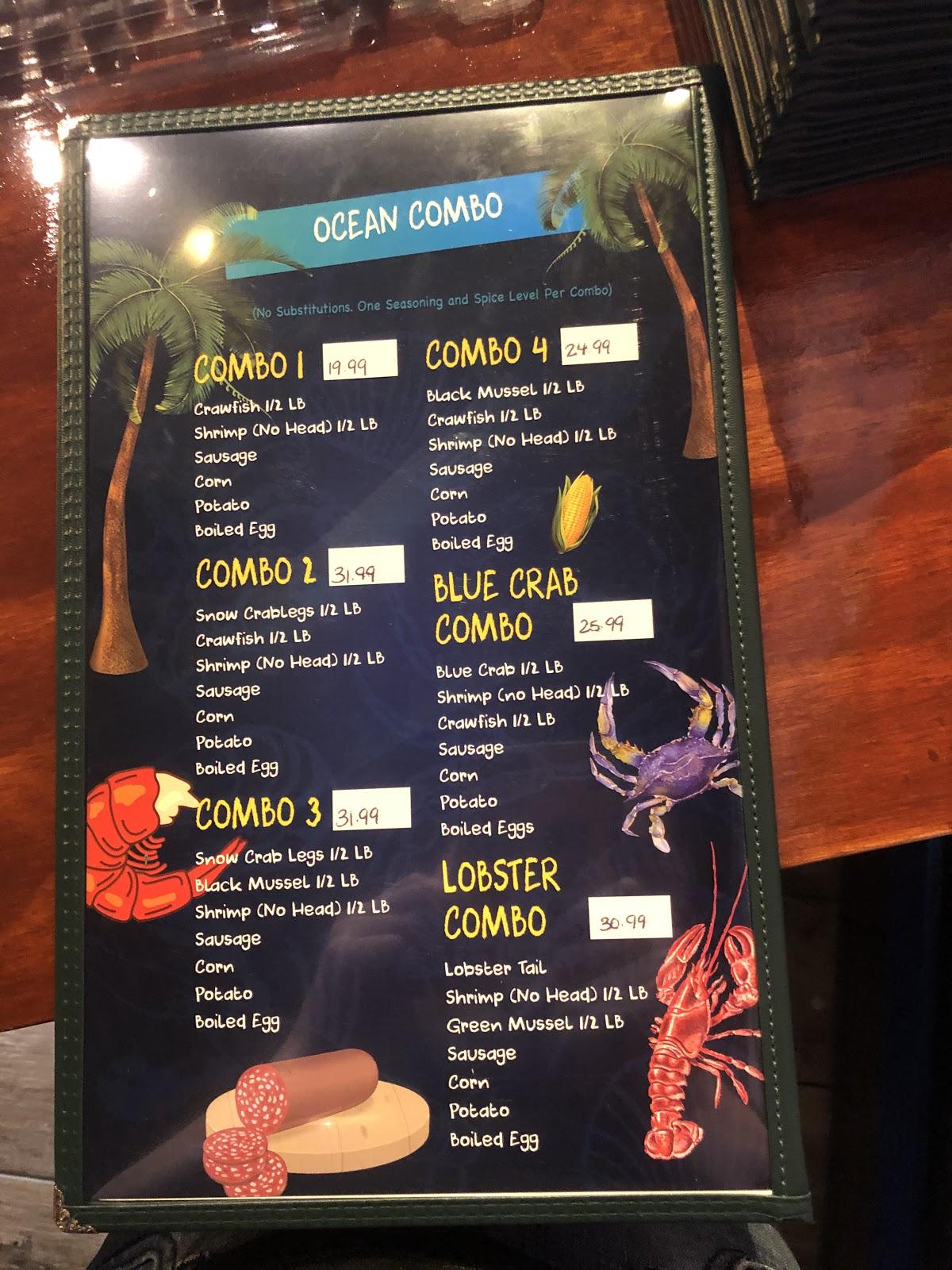 Menu at Crab ocean pub & bar, Casselberry