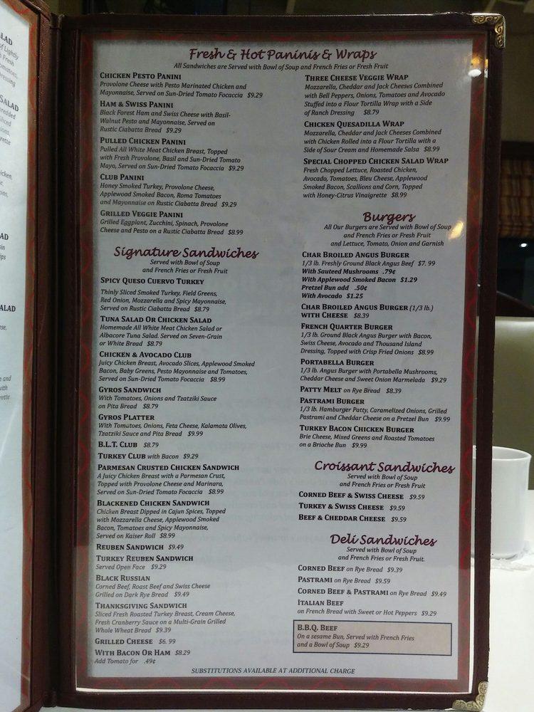 Menu at Dino's Cafe, Bloomingdale