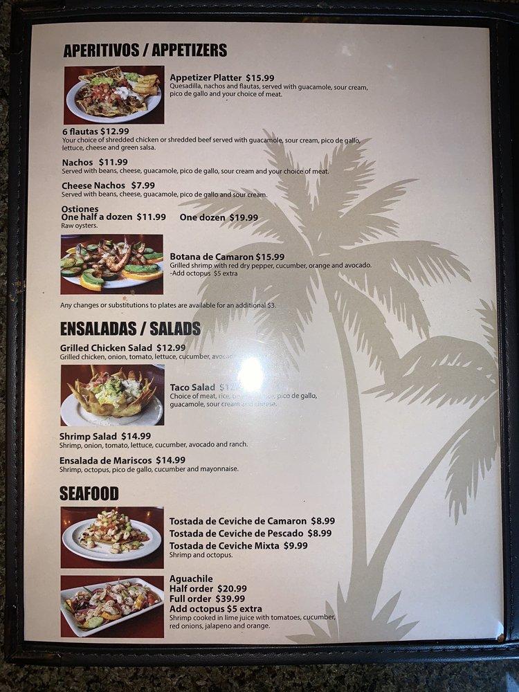 Menu at Las Palmitas restaurant, Vallejo, 301 Nebraska St