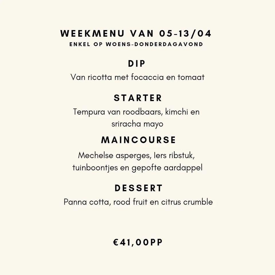 Menu at Sensi Concepts, Kalmthout
