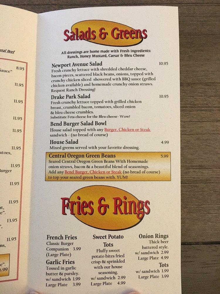 Menu at Bend Burger Company restaurant, Bend, NE 3rd St