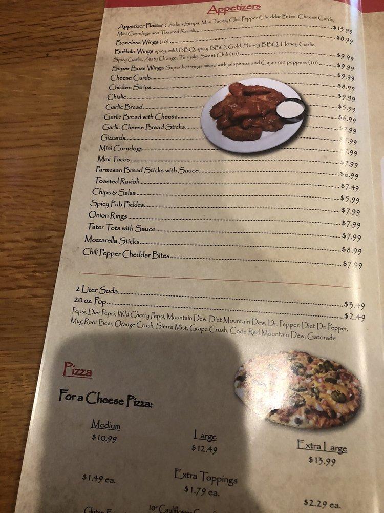 Carta de pizzería Boss' Pizza & Chicken, Rapid City, 325 Omaha St #6