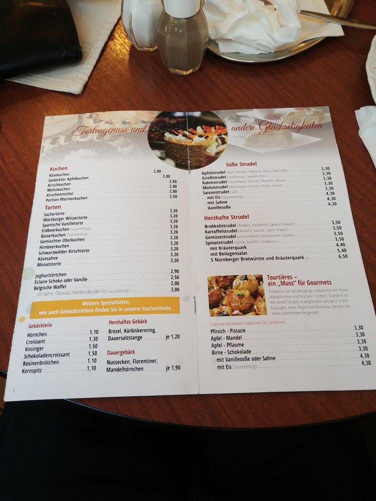 Menu at Caféhaus Michel cafe, Würzburg