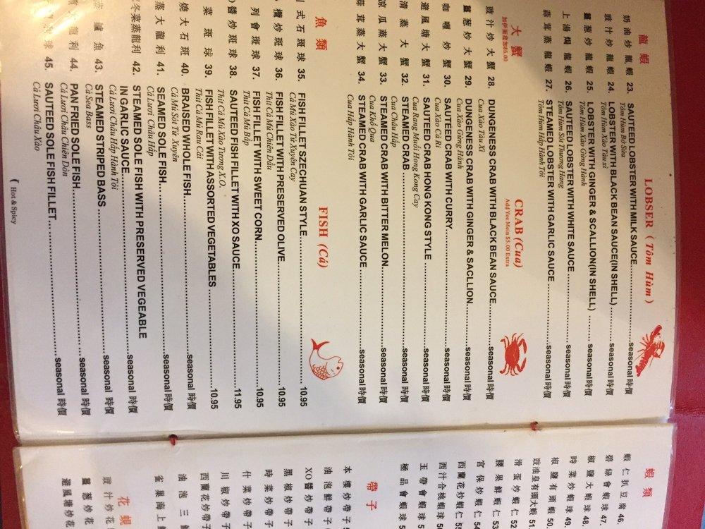 Menu at China Wind restaurant, Portland, SE Powell Blvd