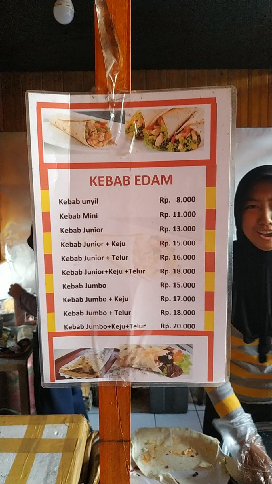Menu at Edam Burger restaurant, Sidorejo