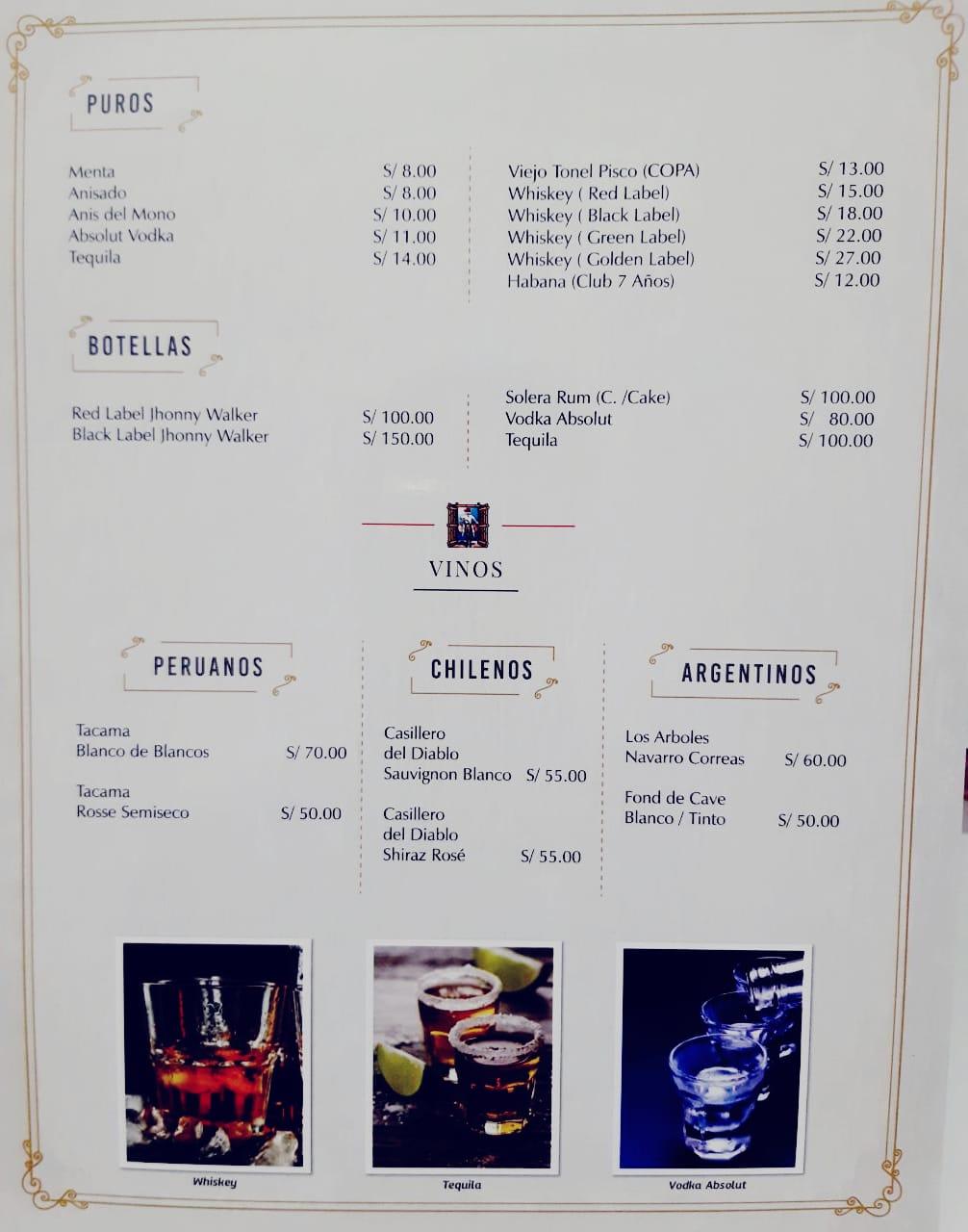 Menu at El Paisa restaurant, Huanchaco, Avenida Victor Larco Herrera 812
