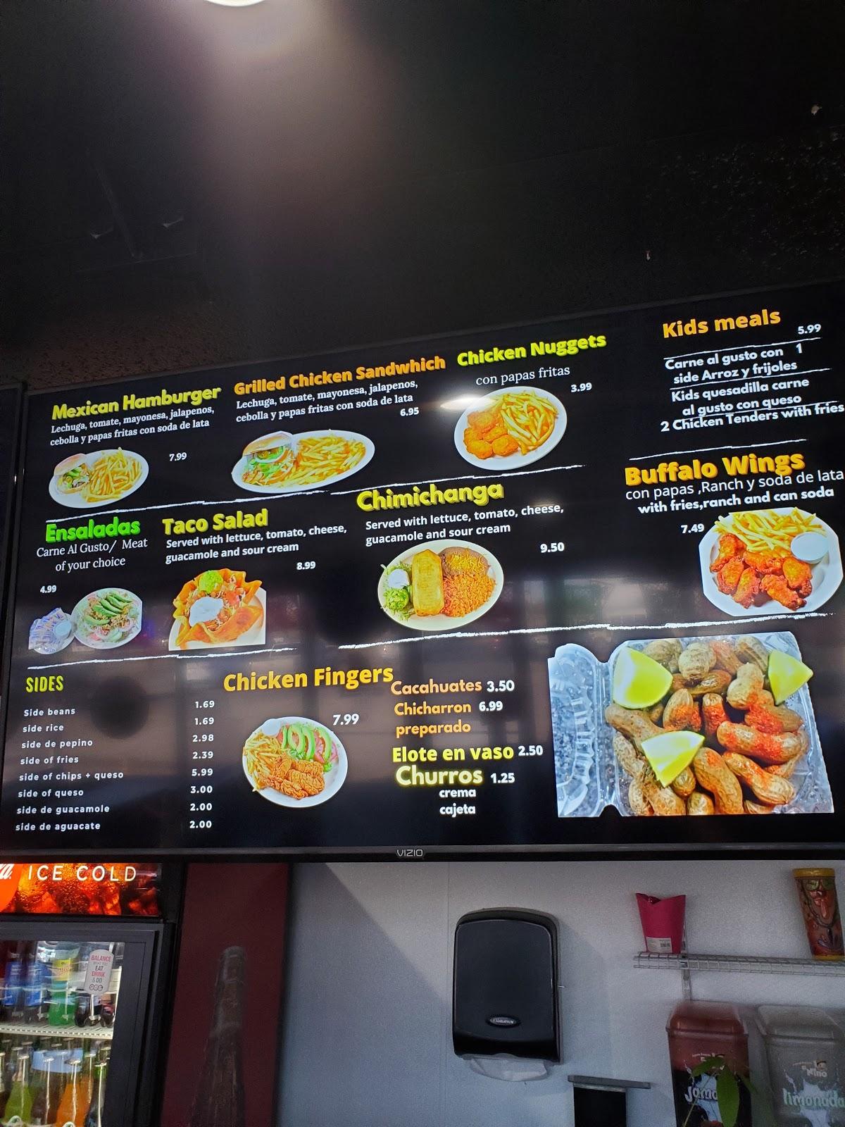 Menu at Tacos Los Chanos restaurant, McKinney