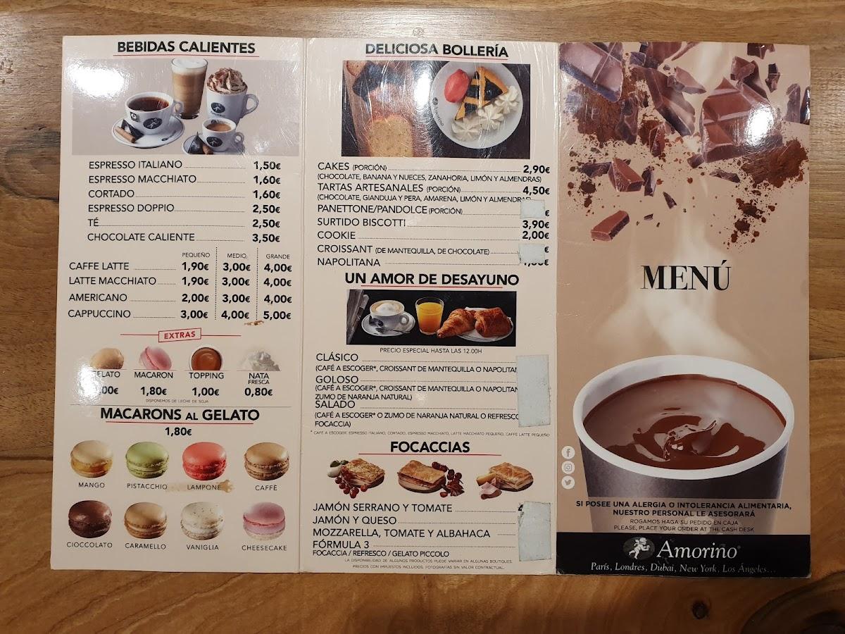 Carta del café Amorino Gelato - Pamplona Estafeta, Pamplona