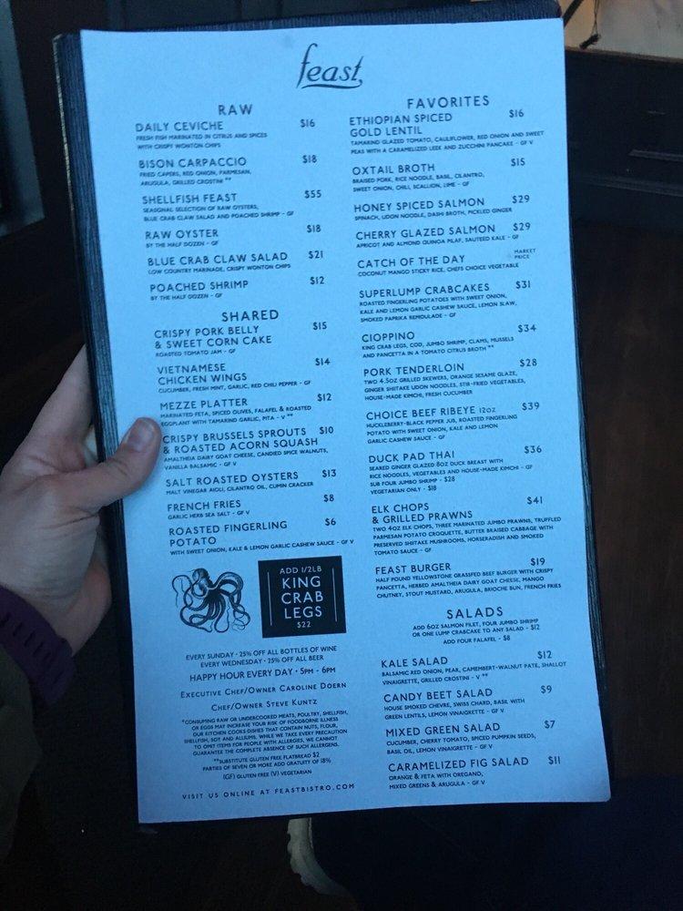 Menu at Feast Raw Bar & Bistro, Bozeman