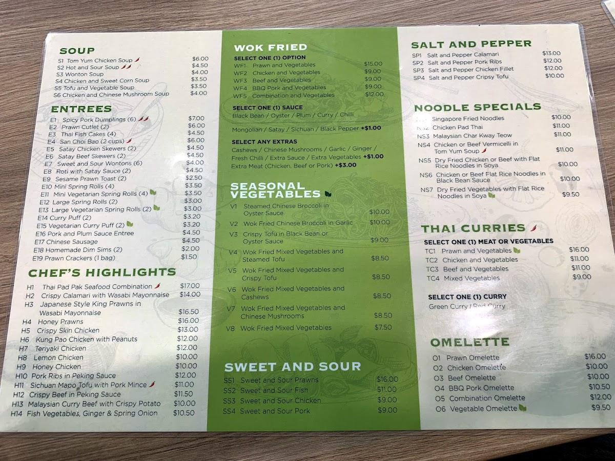 Menu at Green Dragon Take Away Food fast food, Prahran