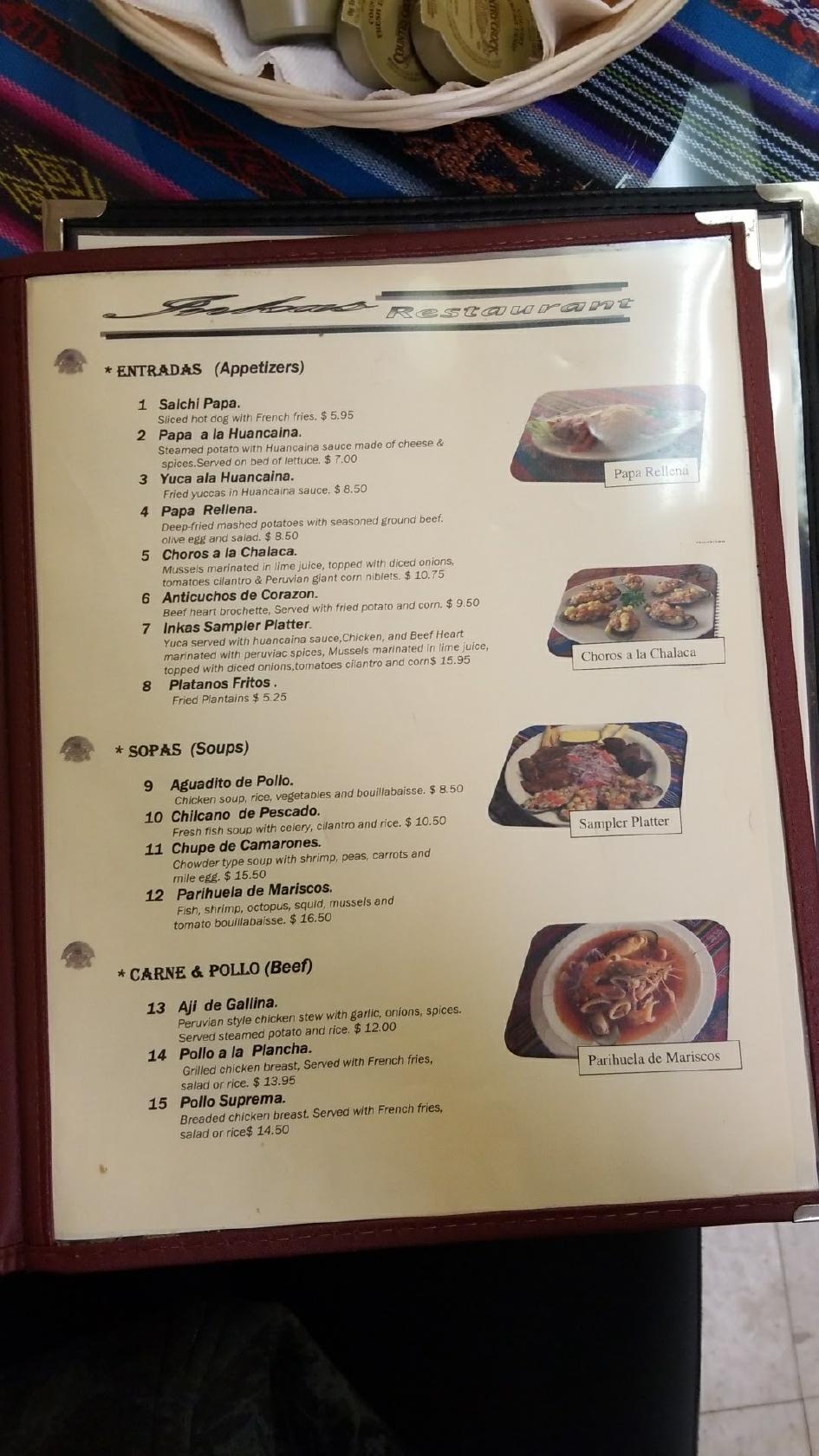Carta del restaurante Machu Picchu Fine Peruvian Cuisine & Seafood ...