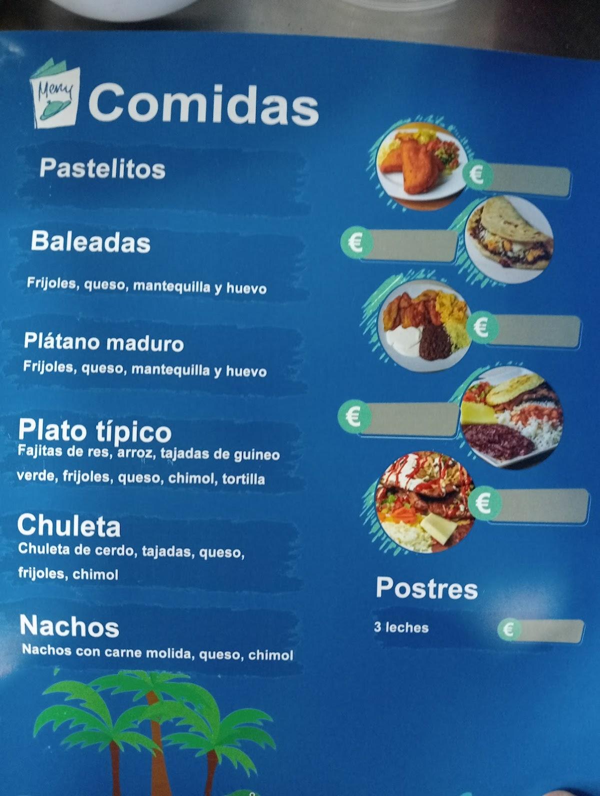 Carta de Restaurante Hondureño Cinco Estrellas, Valencia