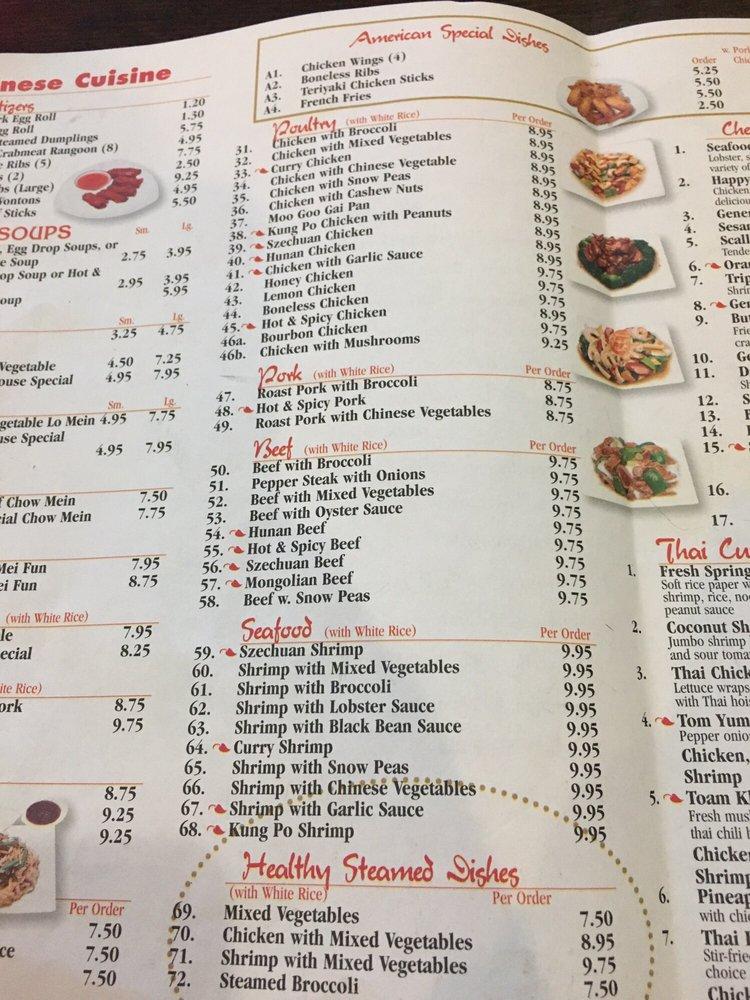 Menu at Thai Basil restaurant, Lakeside