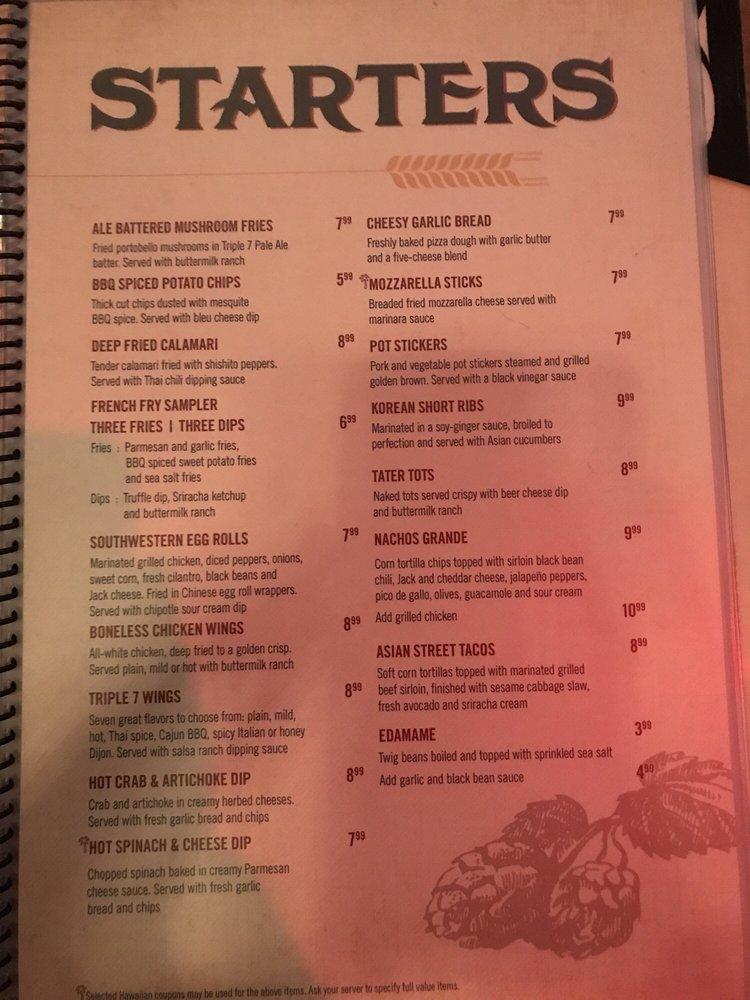 Menu at Triple 7 Restaurant and Microbrewery, Las Vegas