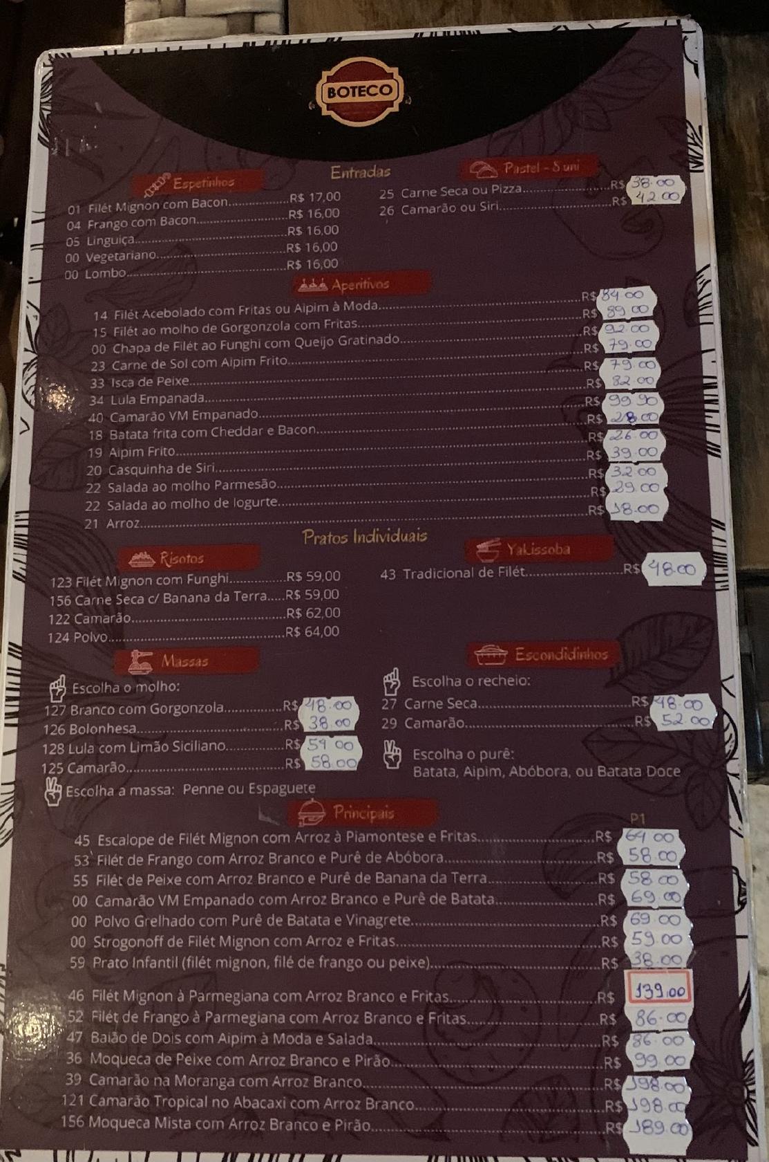 Menu em Boteco Da Praça restaurante, Arraial d'Ajuda